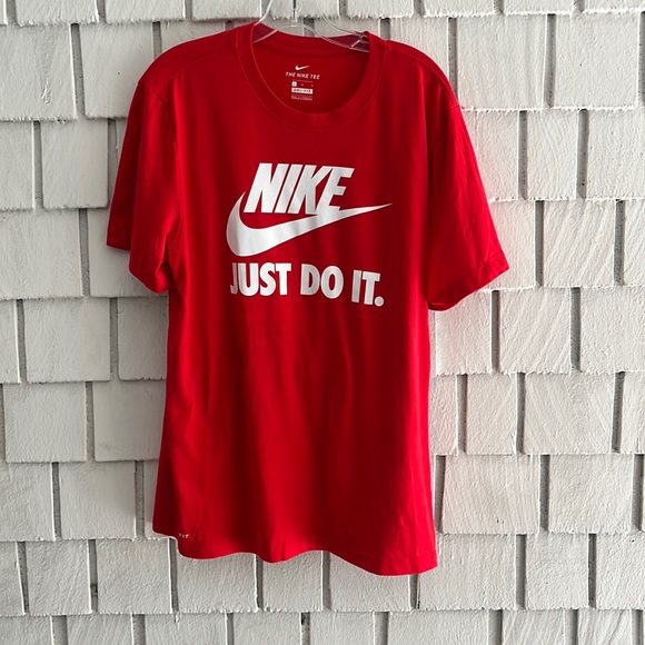 Nike | Shirts | Nike Mens Just Do It Red Drifit Tshirt Sz L | Poshmark